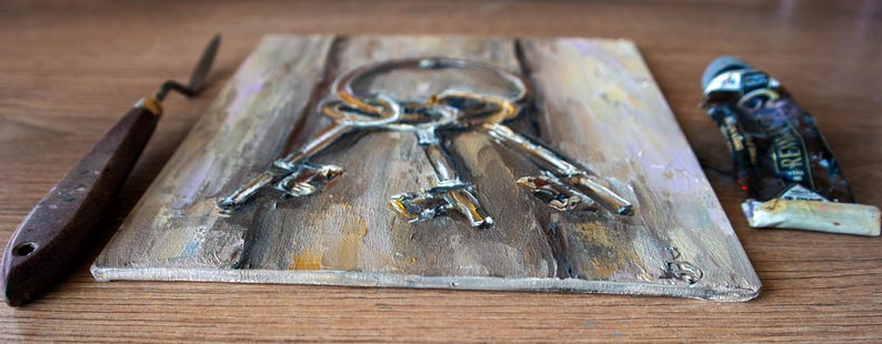 Old Keys Painting Original Art Kitchen Small Fine Art Artwork by ...
