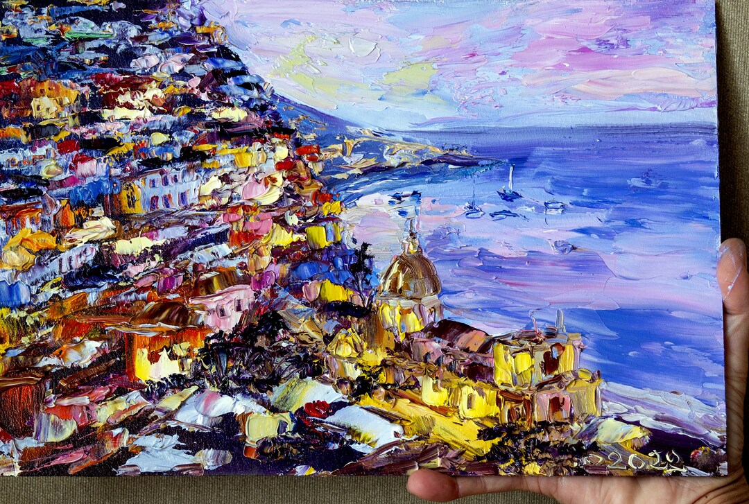 Night Positano Painting Original Art Amalfi Coast Painting - Etsy