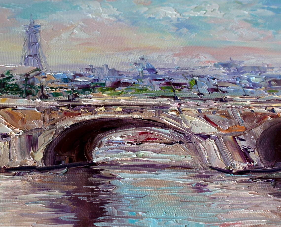 Paris paintings on canvas Original art Eiffel tower | Etsy
