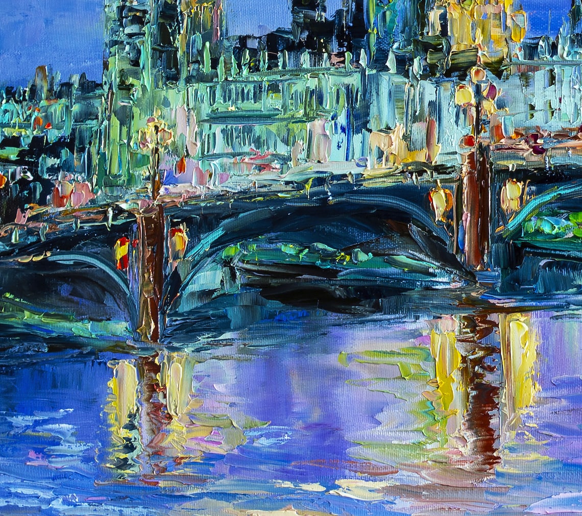 Evening London Oil Painting on Canvas Big Ben Painting - Etsy