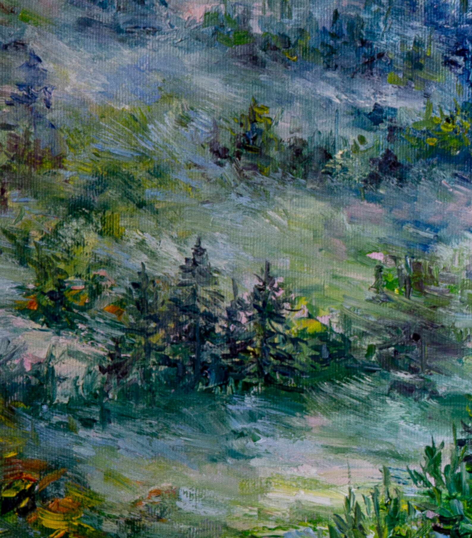 Fog Oil Painting Foggy Mountains Abstract Painting Forest - Etsy