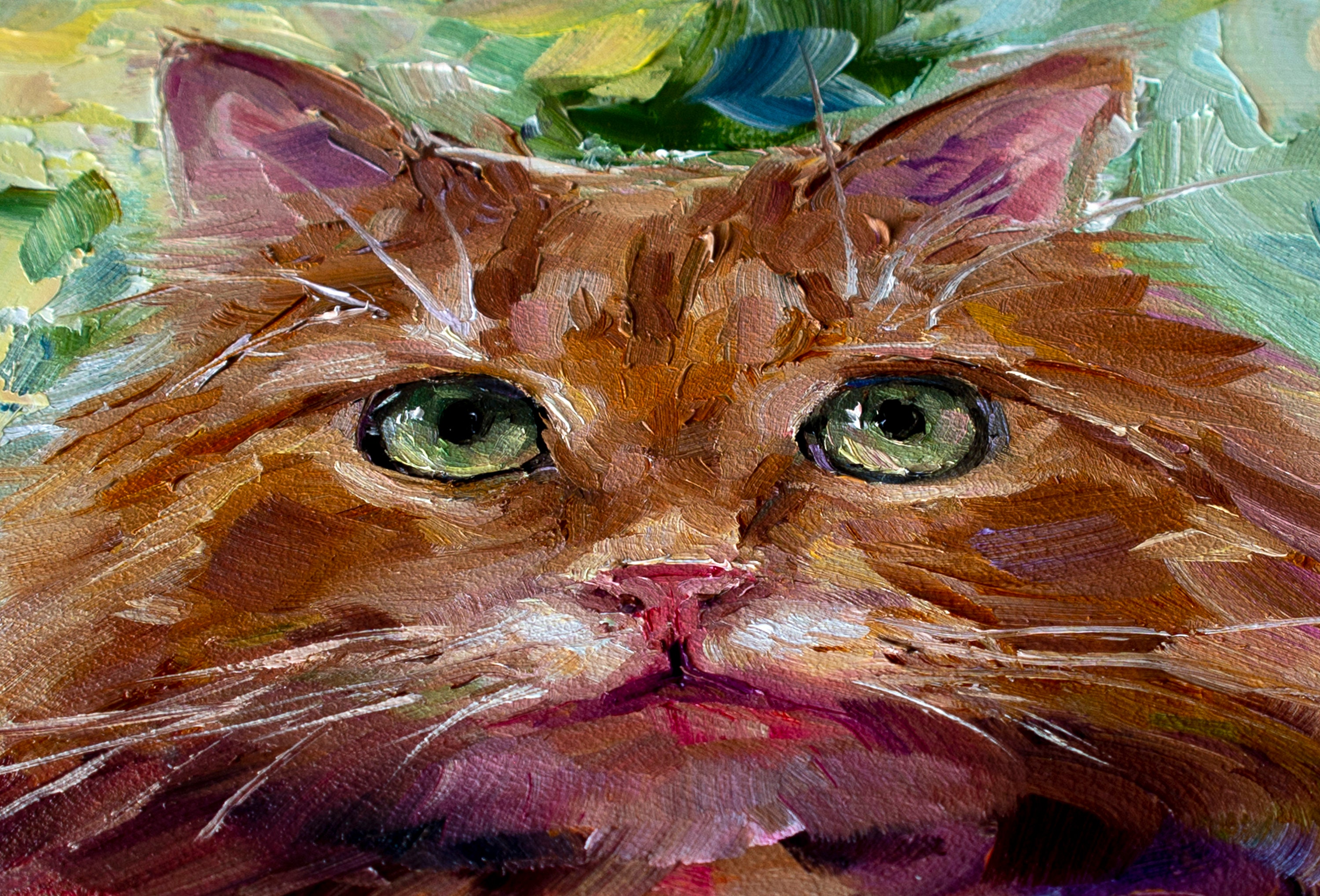 Portrait Cute Ginger Cat Painting Original Art Impasto Small - Etsy
