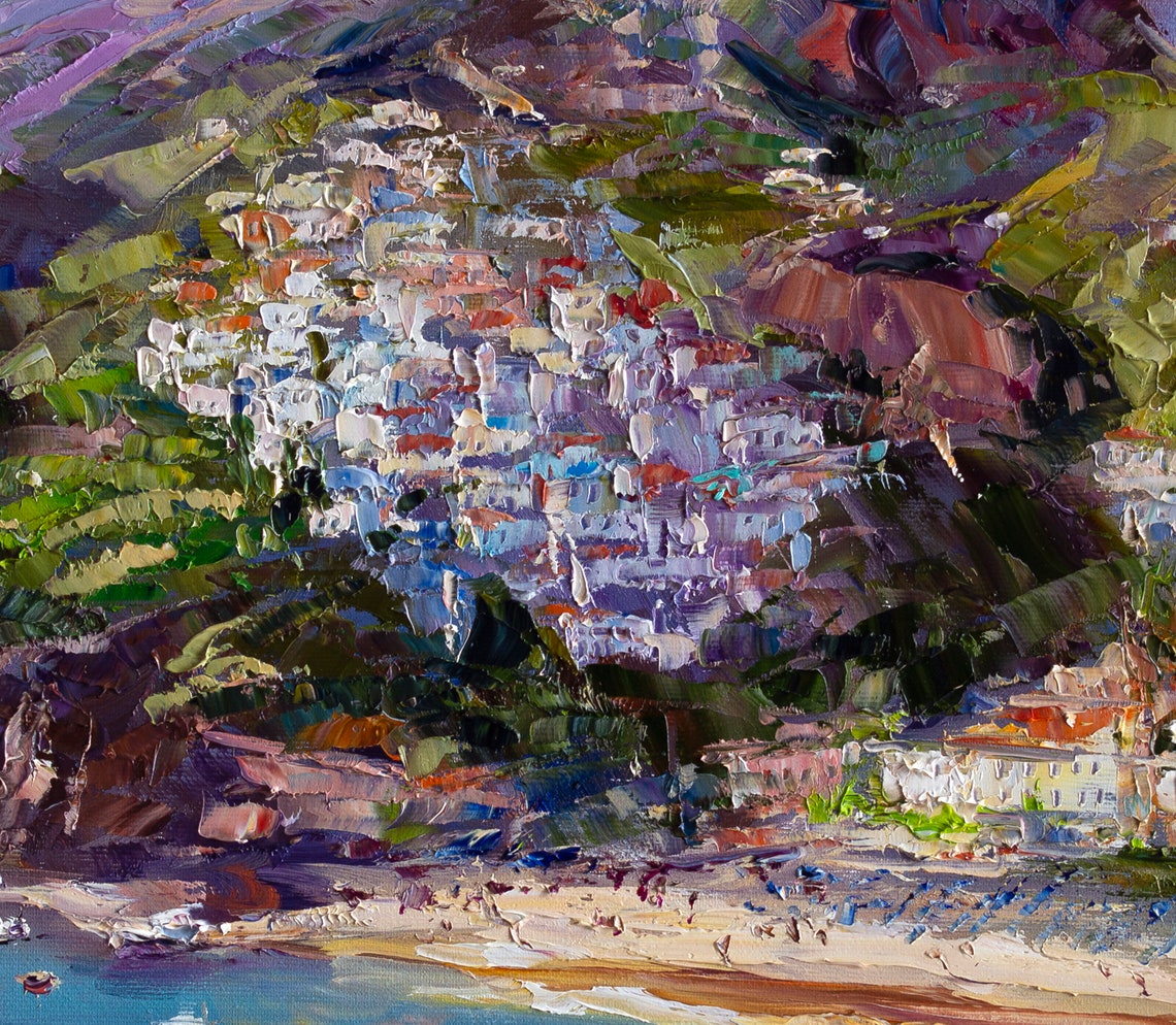 Positano Paintings on Canvas Original Art Amalfi Coast - Etsy