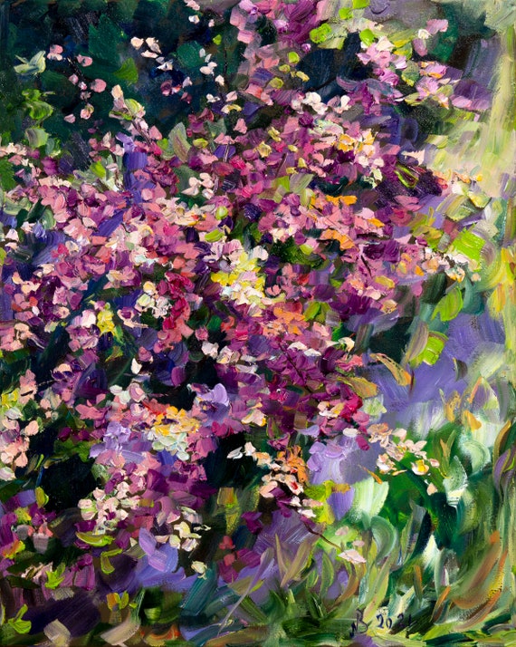 Pink Flowers Paintings on Canvas Original Art Impressionist - Etsy