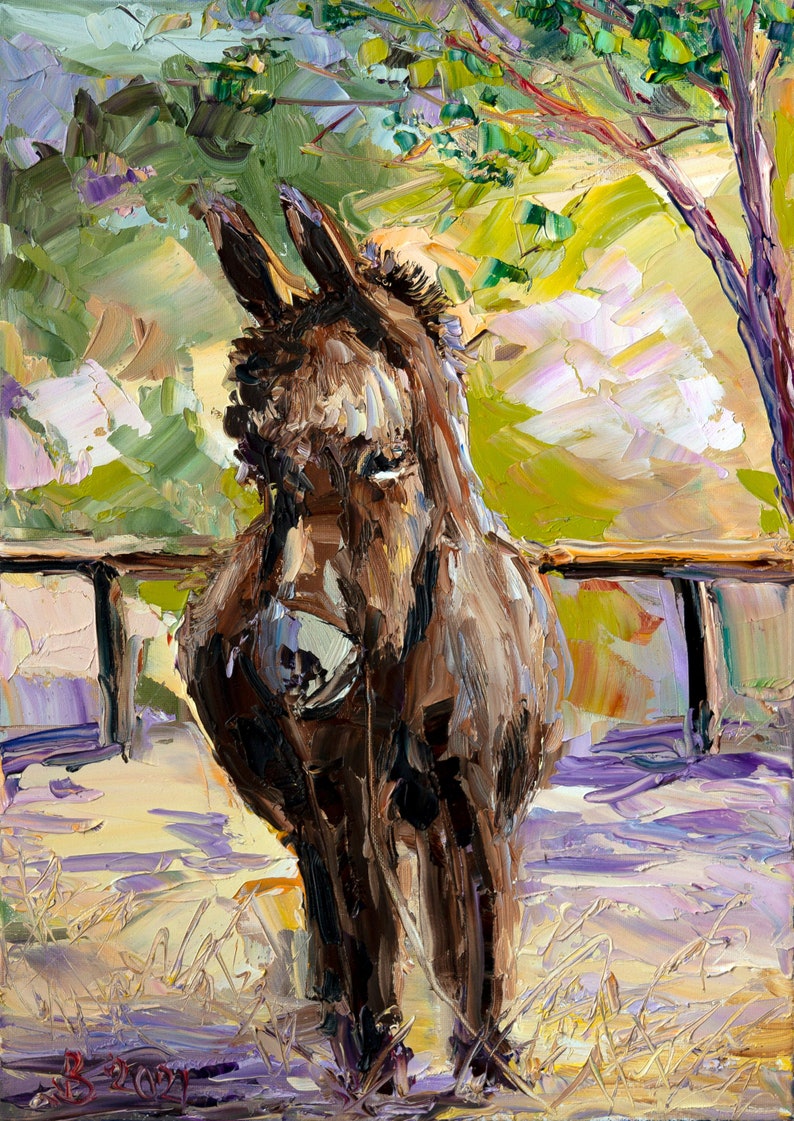 Donkey Paintings on Canvas Original Art Impasto Small Oil - Etsy