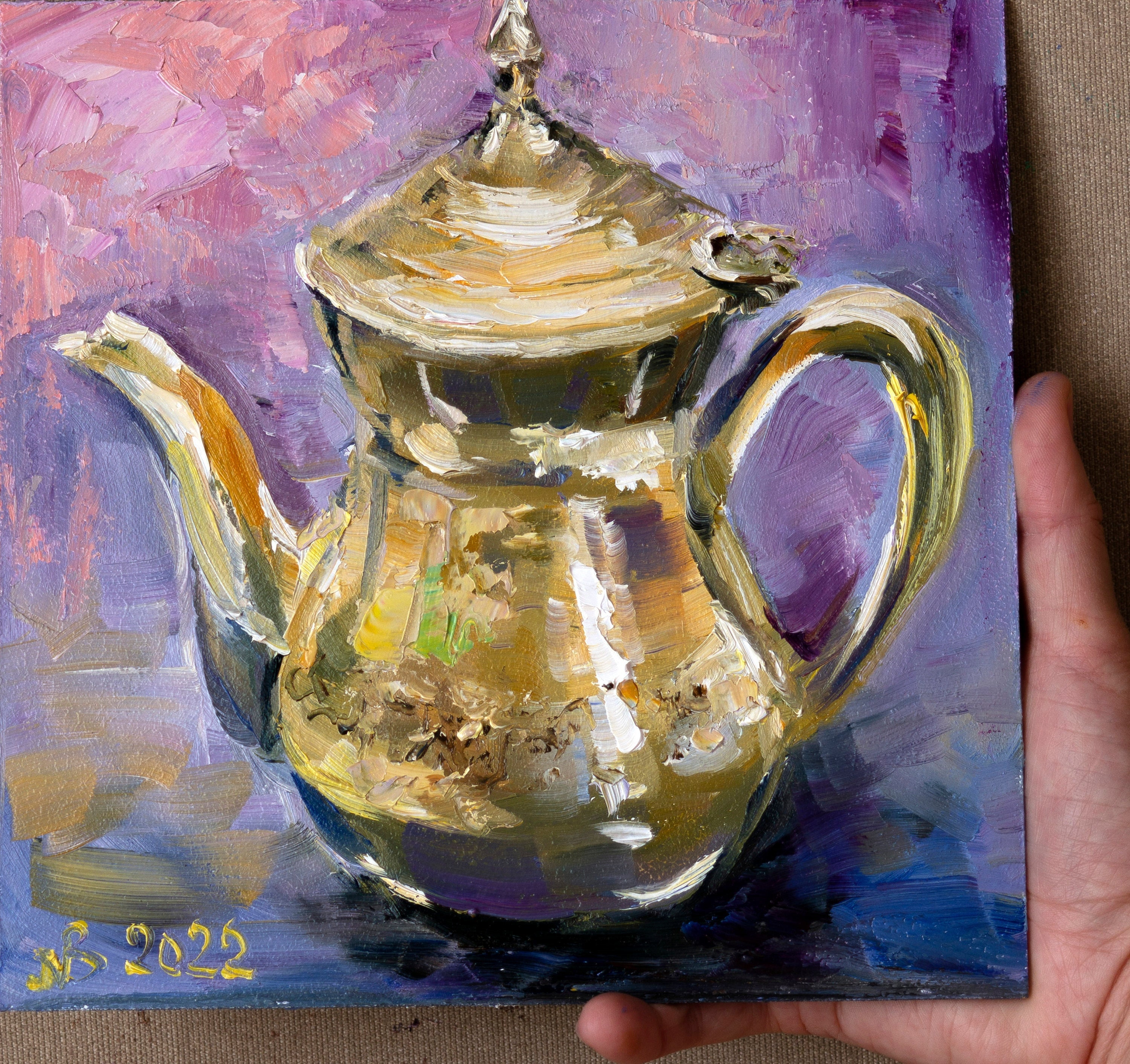 Vintage Teapot Painting