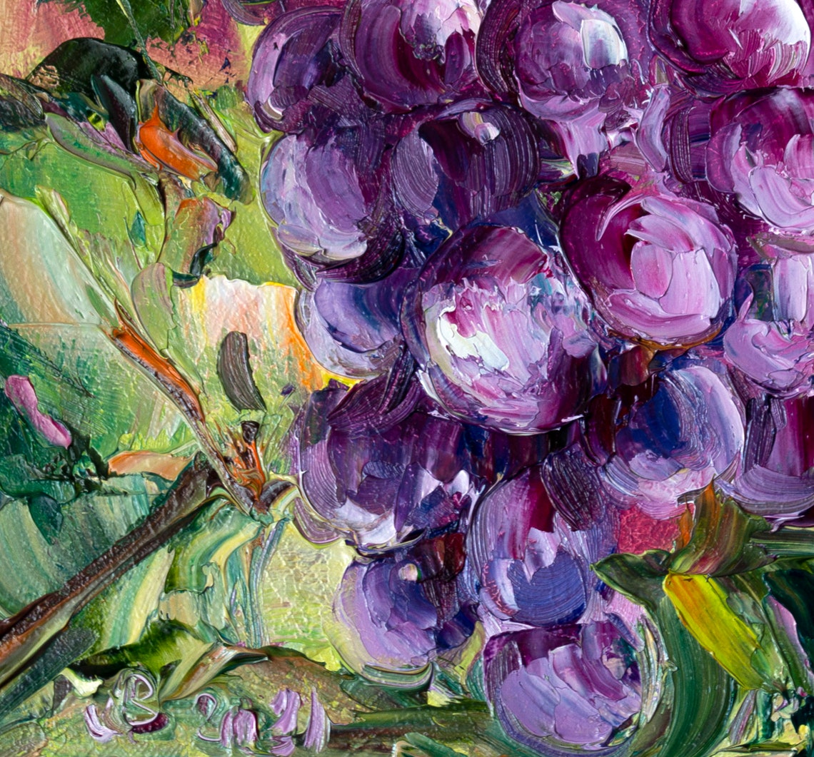 Grapes Oil Painting Original Fruits Original Art Kitchen | Etsy