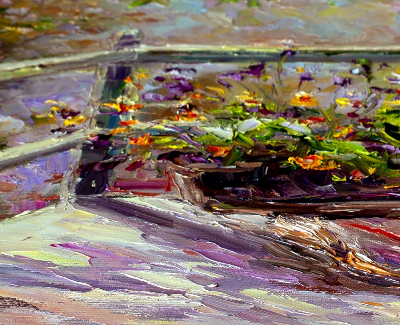 Spring Garden Paintings on Canvas Original Art Bird and - Etsy