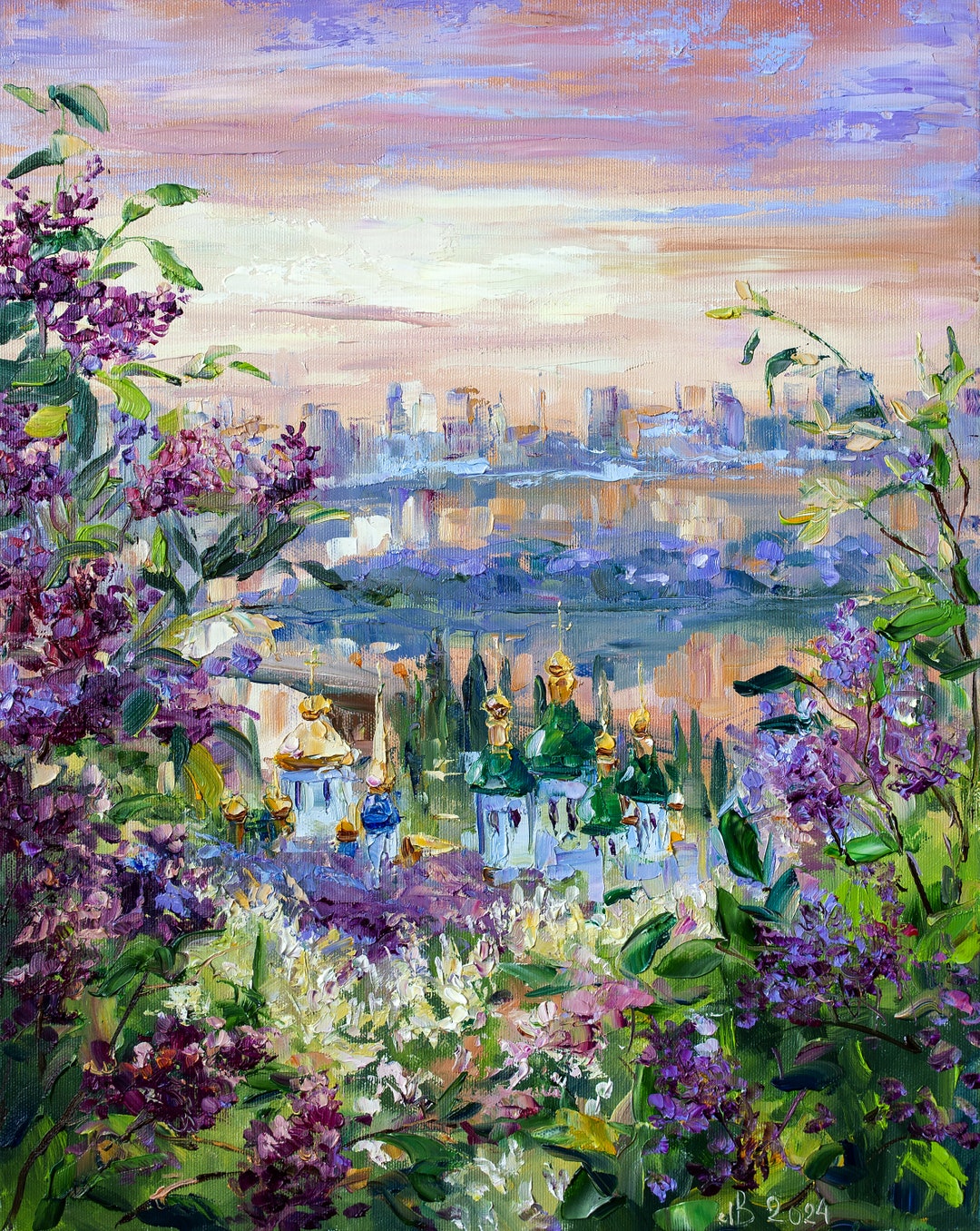 Spring Kyiv Paintings on Canvas, Original Art, Ukraine Cityscape ...