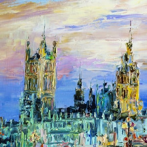 Evening London Oil Painting on Canvas Big Ben Painting - Etsy