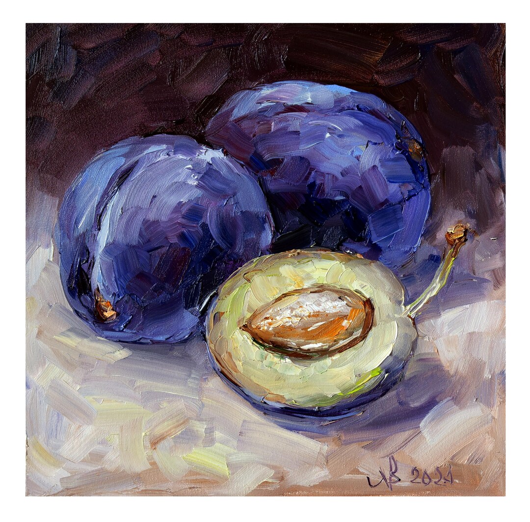 Plums Painting Original Art, Fruit Painting, Kitchen Small Painting ...