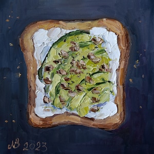 Avocado Toast Painting Original Art Food Art Painting - Etsy