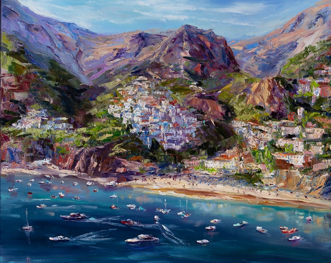 Positano Paintings on Canvas Original Art Amalfi Coast - Etsy