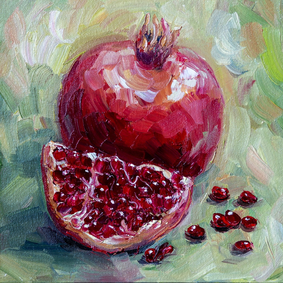 Pomegranate Painting Original Art, Fruit Art Painting, Kitchen Wall ...