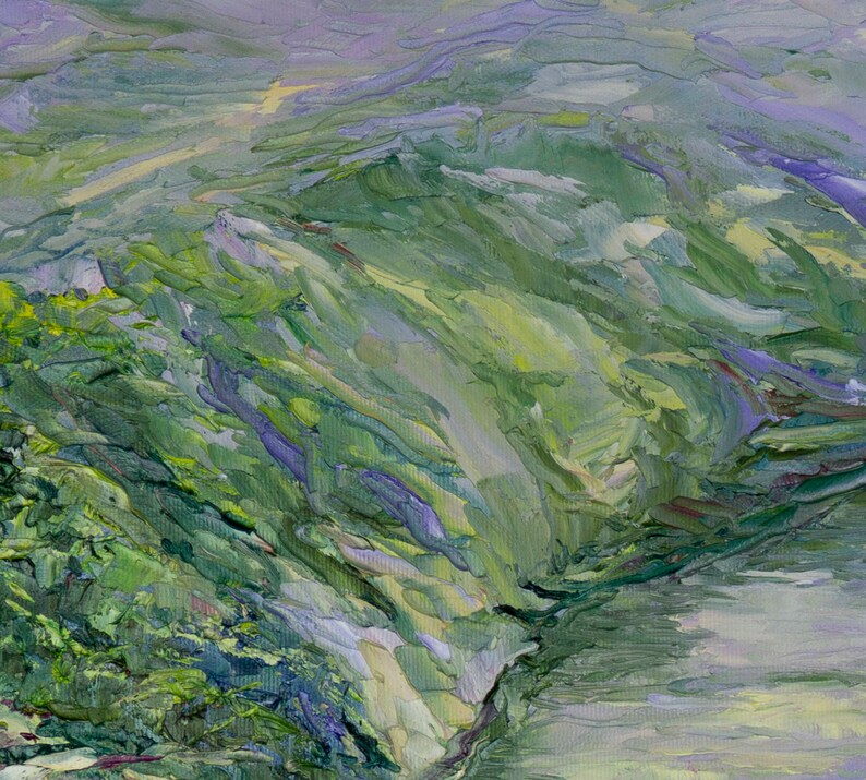 Abstract Lake Paintings on Canvas Original Art Wildflowers - Etsy