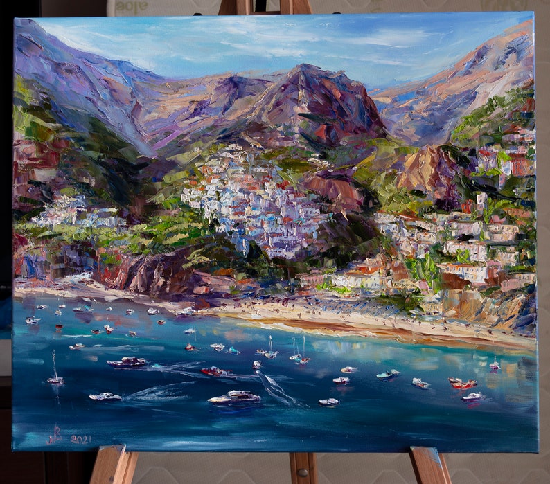Positano Paintings on Canvas Original Art Amalfi Coast - Etsy