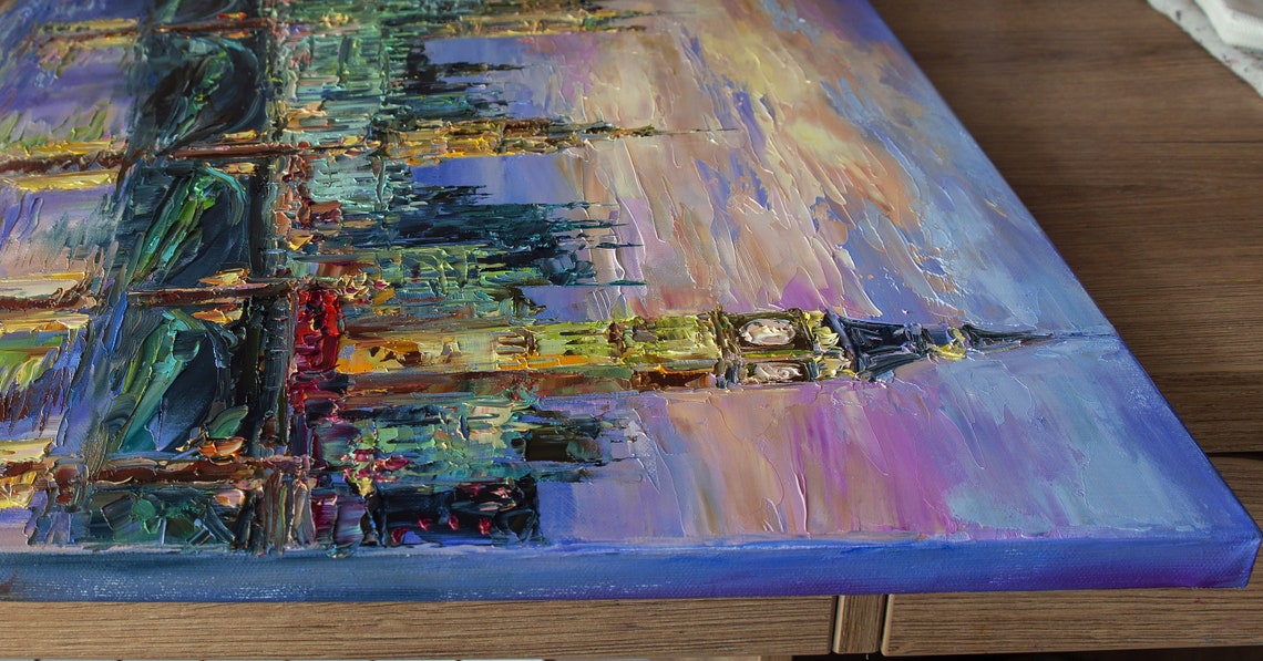 Evening London Oil Painting on Canvas Big Ben Painting - Etsy