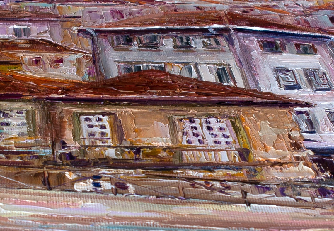 Colorful City Paintings on Canvas Original Art Cityscape - Etsy