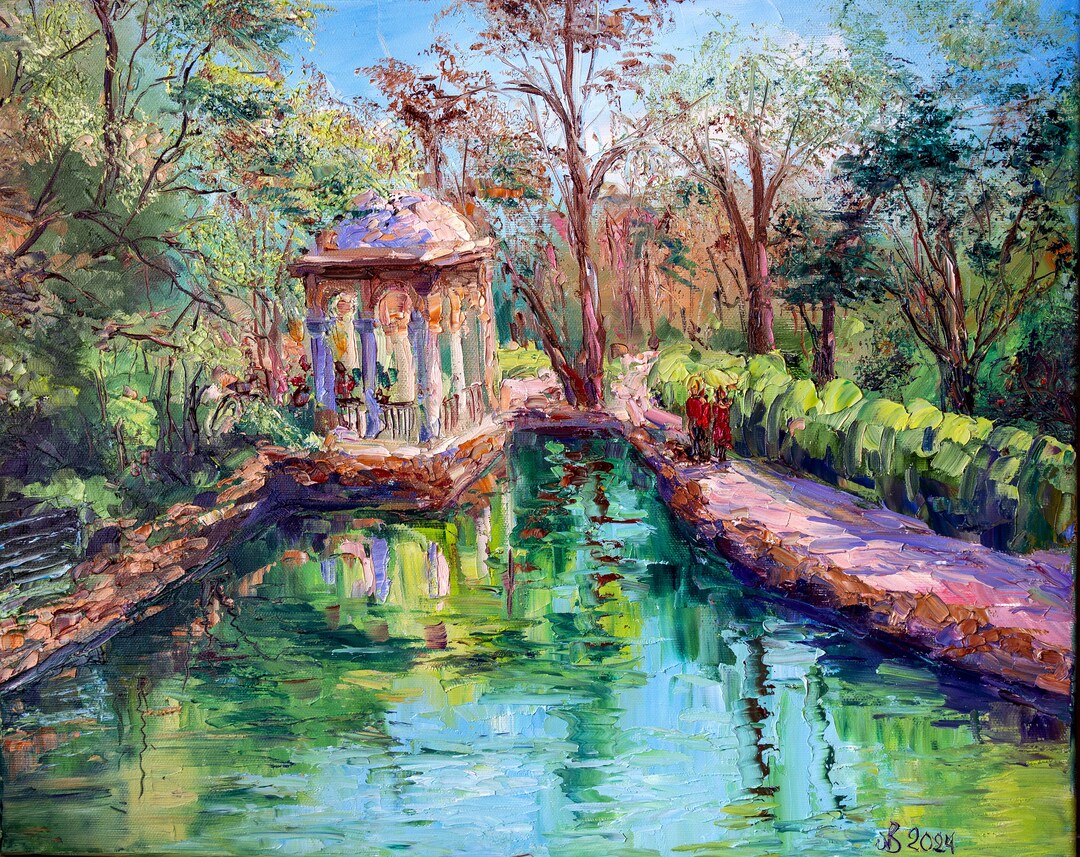 Sunny Seville Painting, Spain Paintings on Canvas, Park Near Plaza of ...