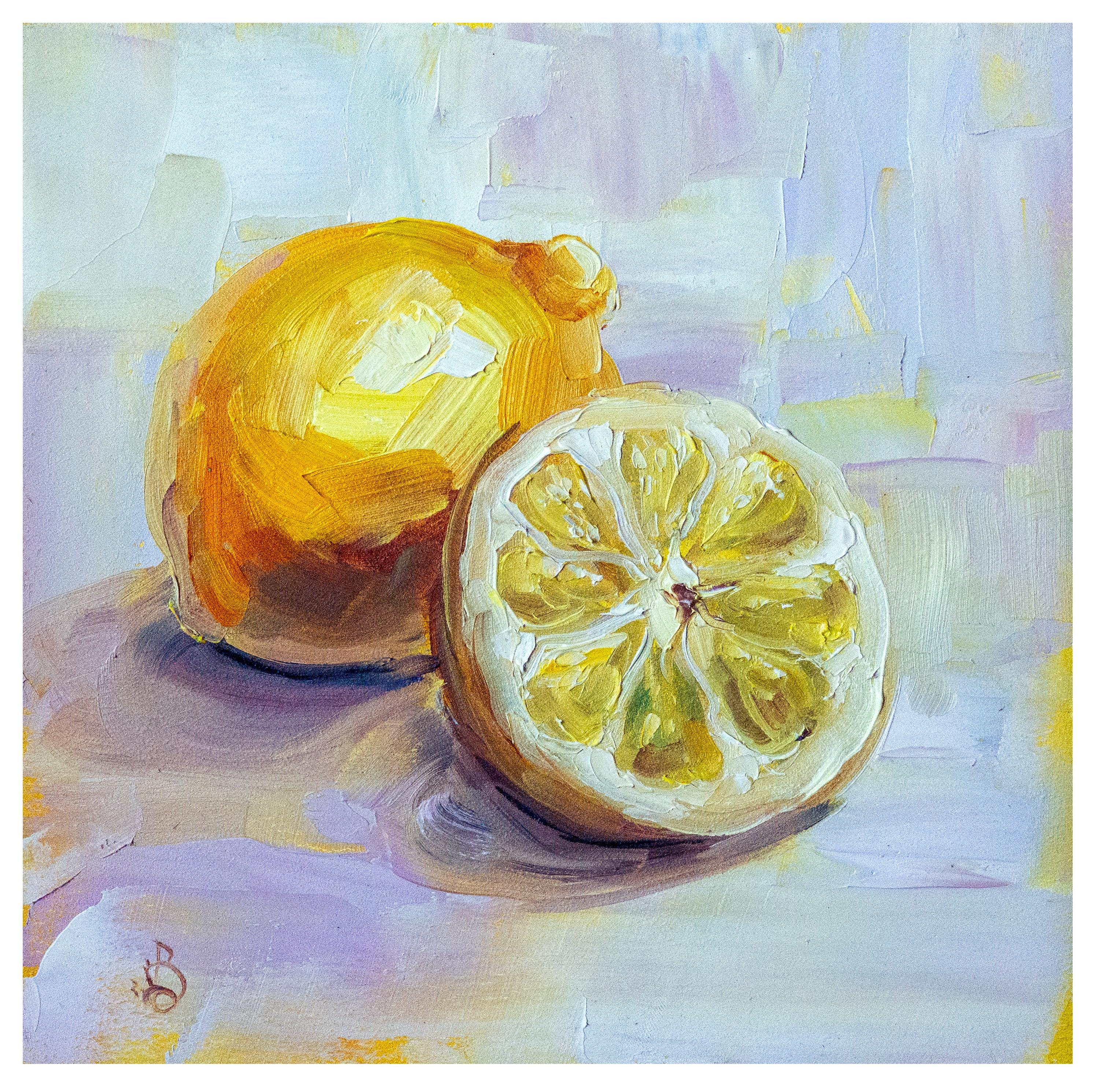 Lemons Painting Fruits Original Art Small Oil Painting by Natalia ...