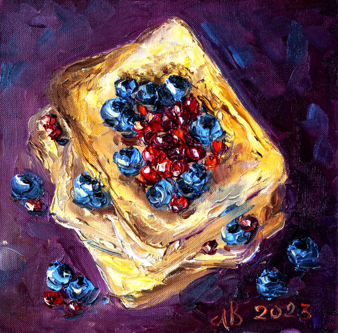 French Toast Painting Original Art, Impasto Food Art Painting, Artwork ...