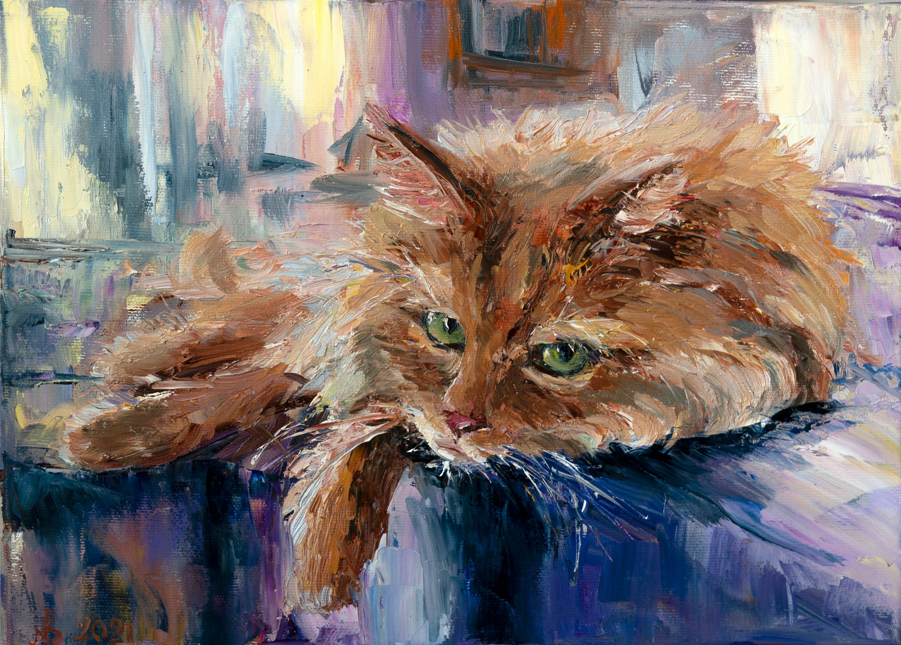 Original Art Ginger Cat Portrait Oil Paintings on Canvas - Etsy