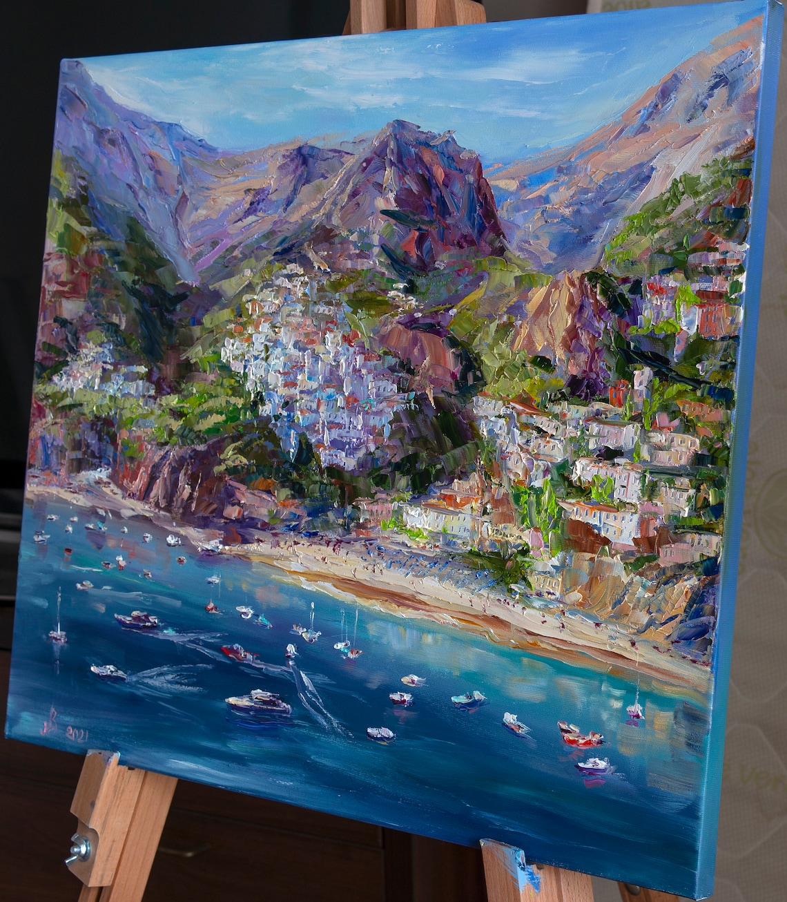 Positano Paintings on Canvas Original Art Amalfi Coast - Etsy