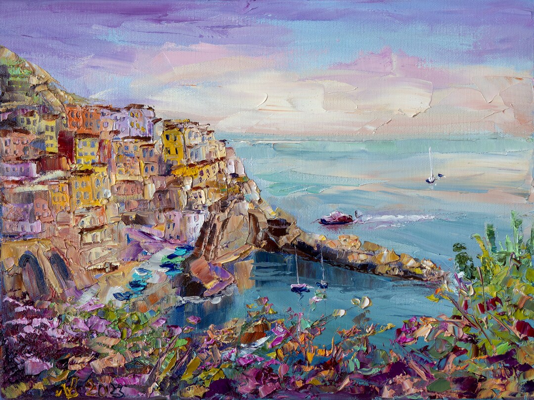 Manarola Painting on Canvas Original Art Cinque Terre - Etsy