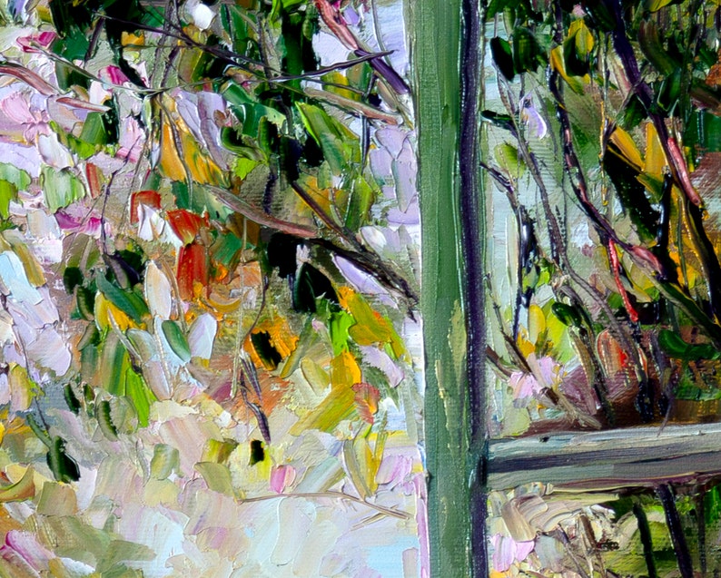 Spring Garden Paintings on Canvas Original Art Bird and - Etsy