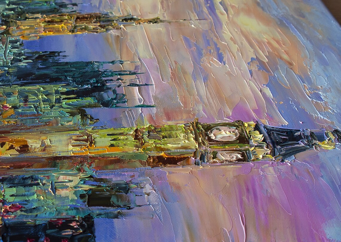 Evening London Oil Painting on Canvas Big Ben Painting - Etsy