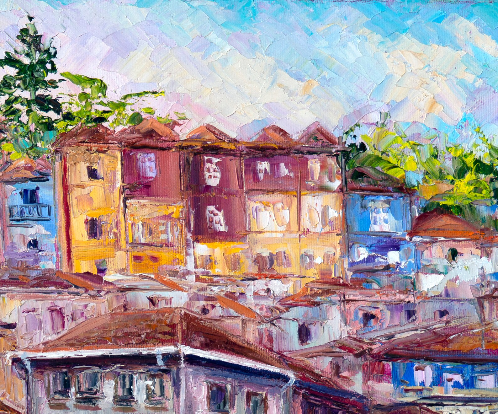 Colorful City Paintings on Canvas Original Art Cityscape - Etsy