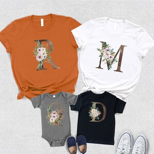 Personalized Floral Monogram Tote Bag, Custom Bride Bridesmaid T-shirt ...