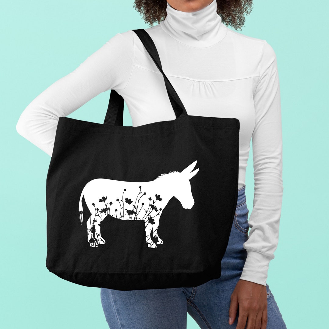 Floral Donkey Tote Bag,cottagecore Gift,farm Animal Tote Bag,eco ...