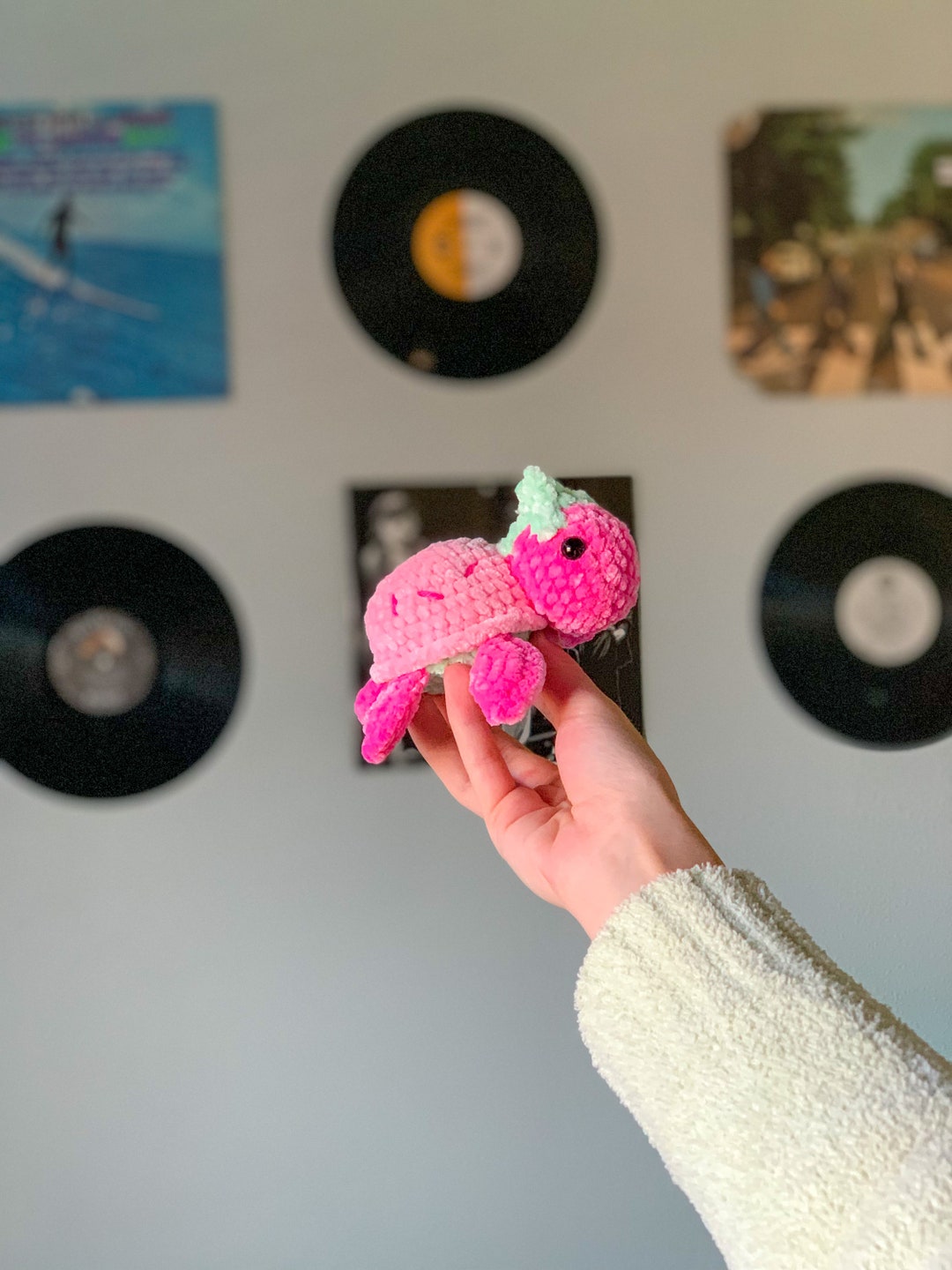 Strawberry Ice Cream Turtle Plush- Hand Crocheted Strawberry Ice Cream ...