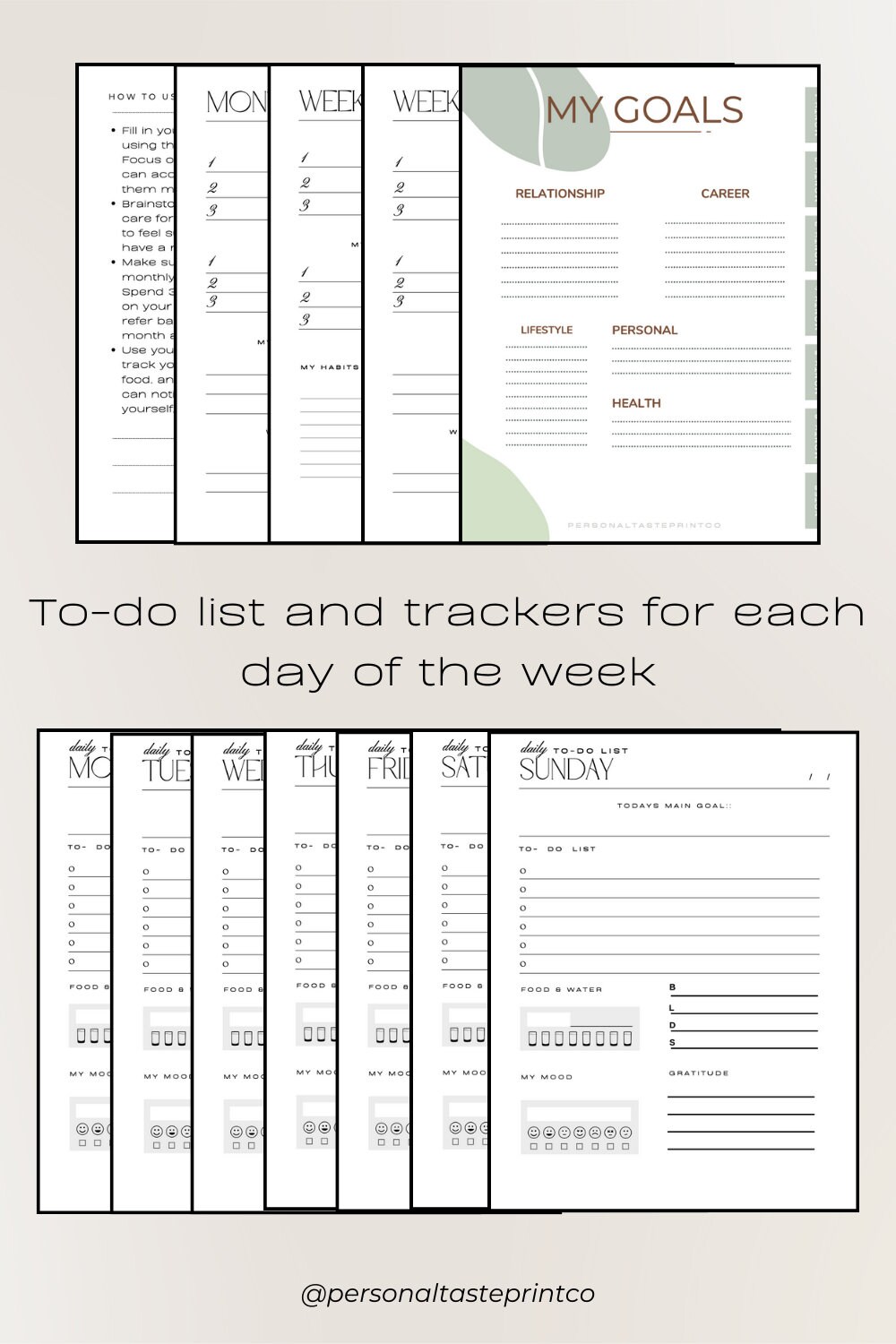 Self Care Daily Planner and Journal, 250+ Pages, Printable, Digital ...
