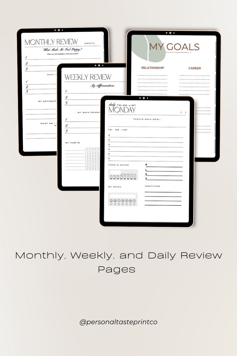 Self Care Daily Planner and Journal, 250+ Pages, Printable, Digital ...