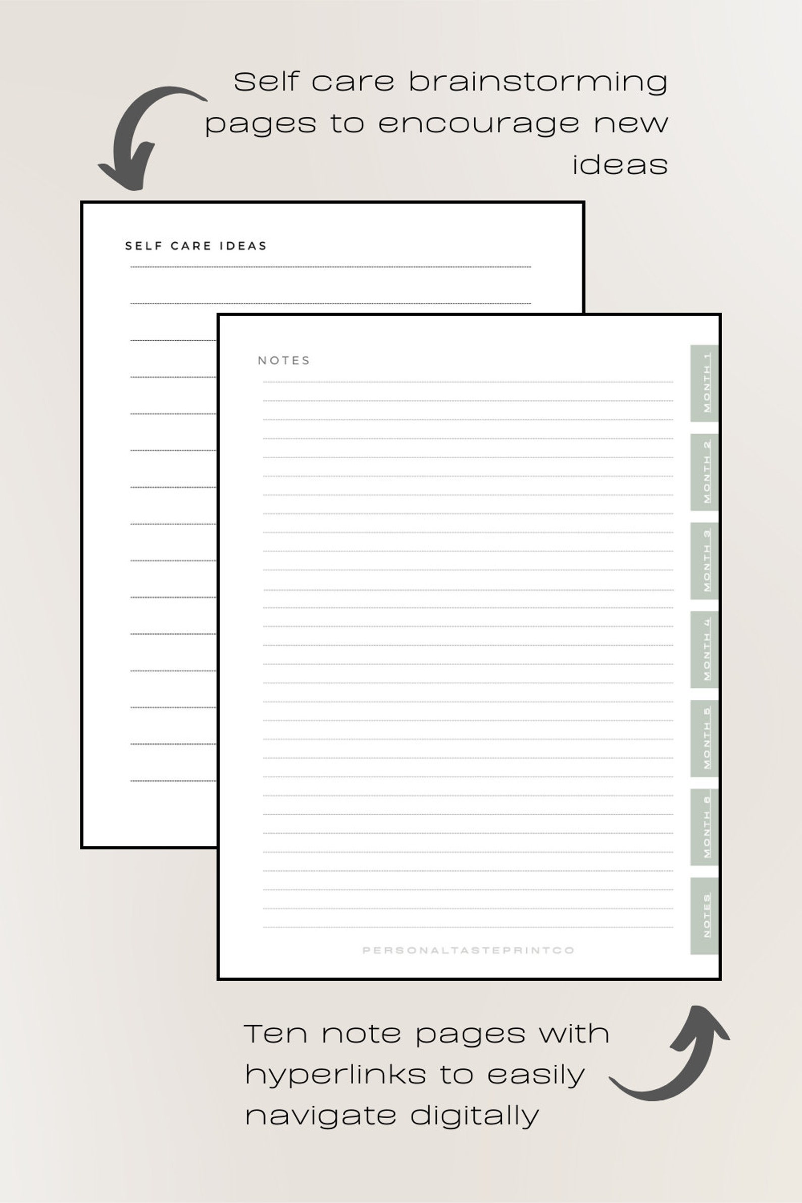 Self Care Daily Planner and Journal, 250+ Pages, Printable, Digital ...