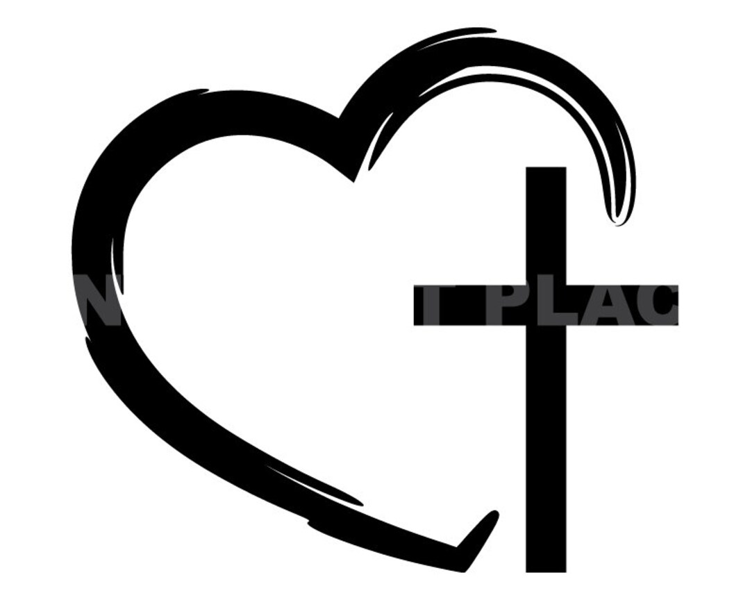 Cross Heart Svg Hand Drawn Heart Svg Clipart Image Cricut Svg - Etsy UK