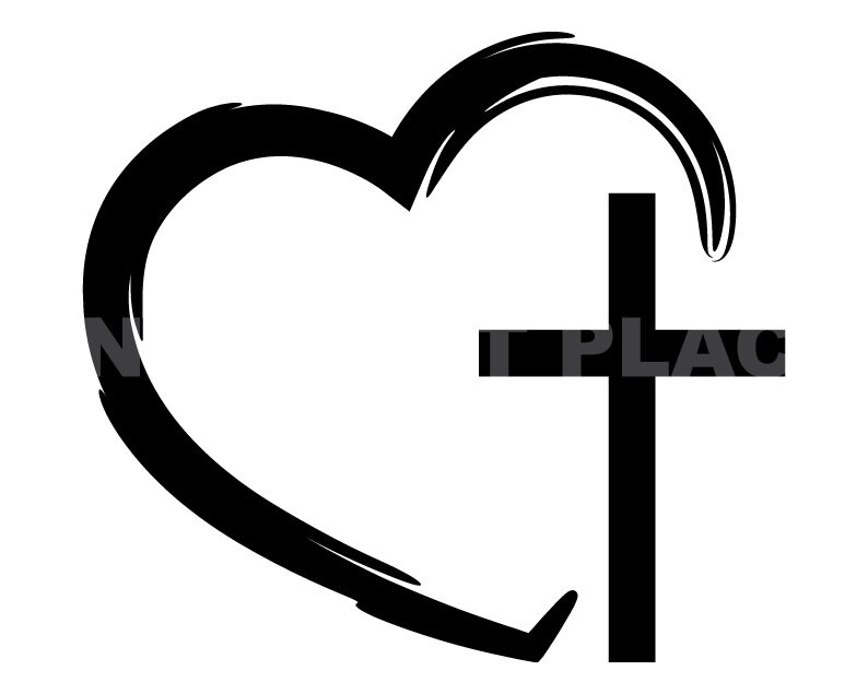 Cross Heart Svg Hand Drawn Heart Svg Clipart Image, Cricut Svg Image ...