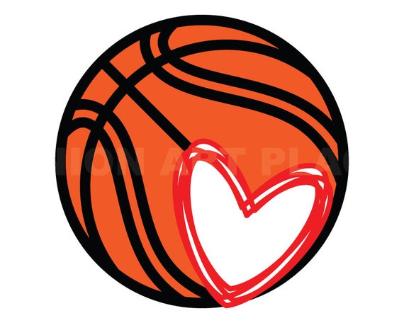 Basketball With Hand Drawn Heart Svg Ball Svg Clipart Image - Etsy