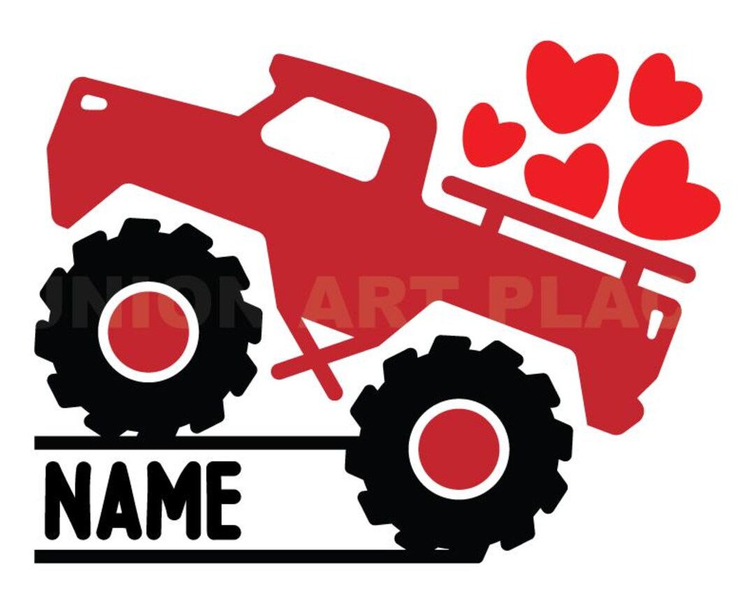 Old Monster Truck Name Frame Svg Valentines Day Truck Svg Clipart Image ...