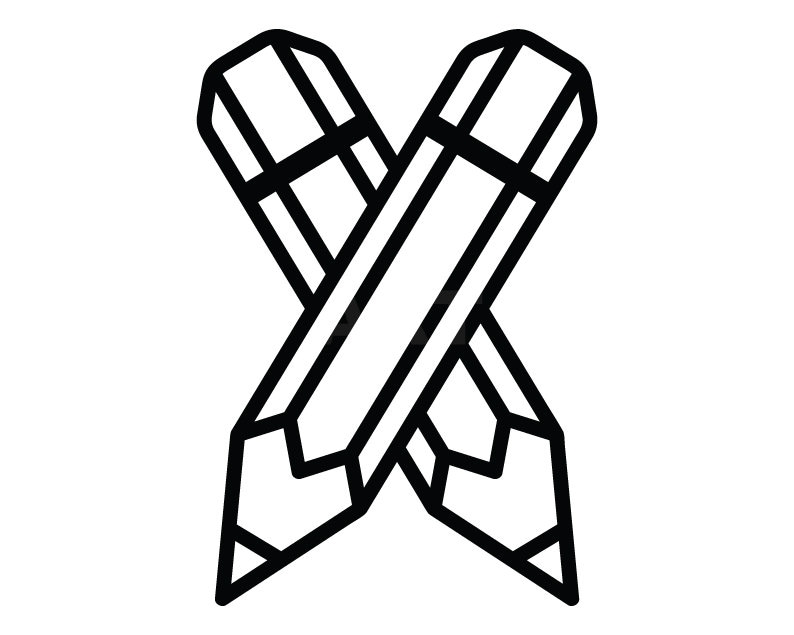 Crossed Pencils Outline Svg Clipart Image, Cricut Svg Image, Dxf, Pdf ...