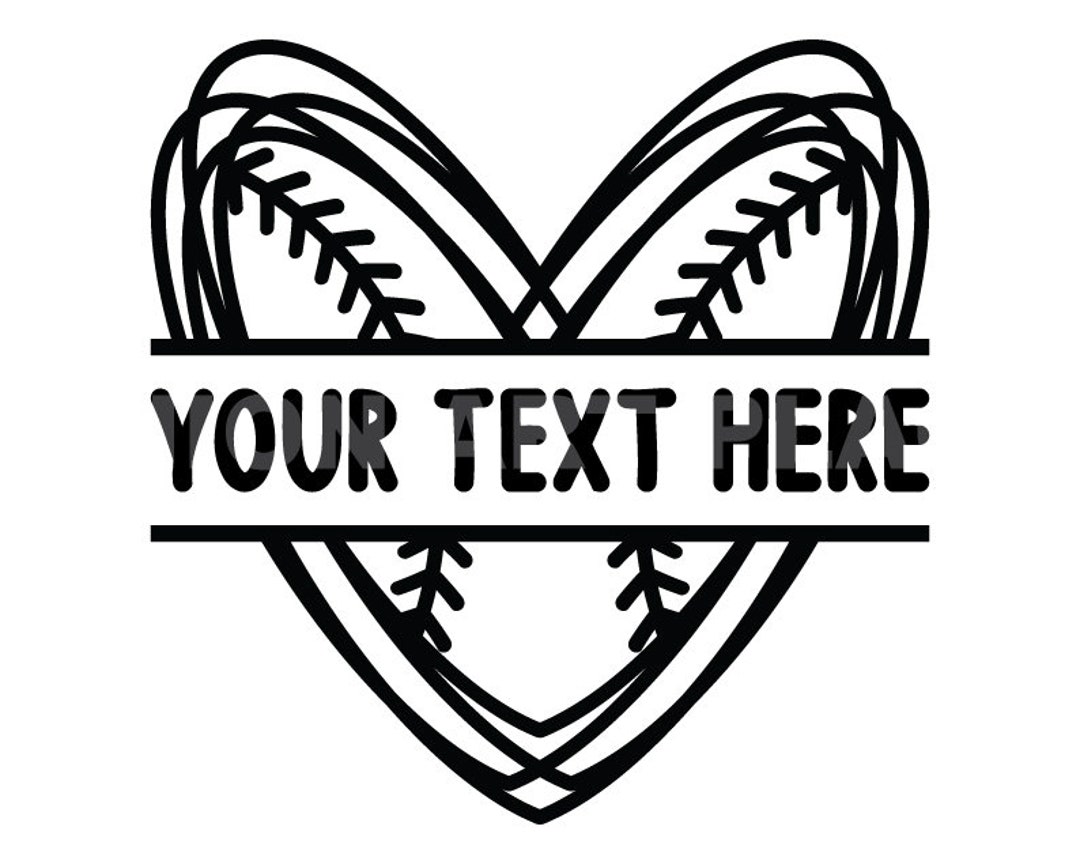 Baseball Heart Split Name Frame Svg Ball Svg Clipart Image, Cricut Svg ...