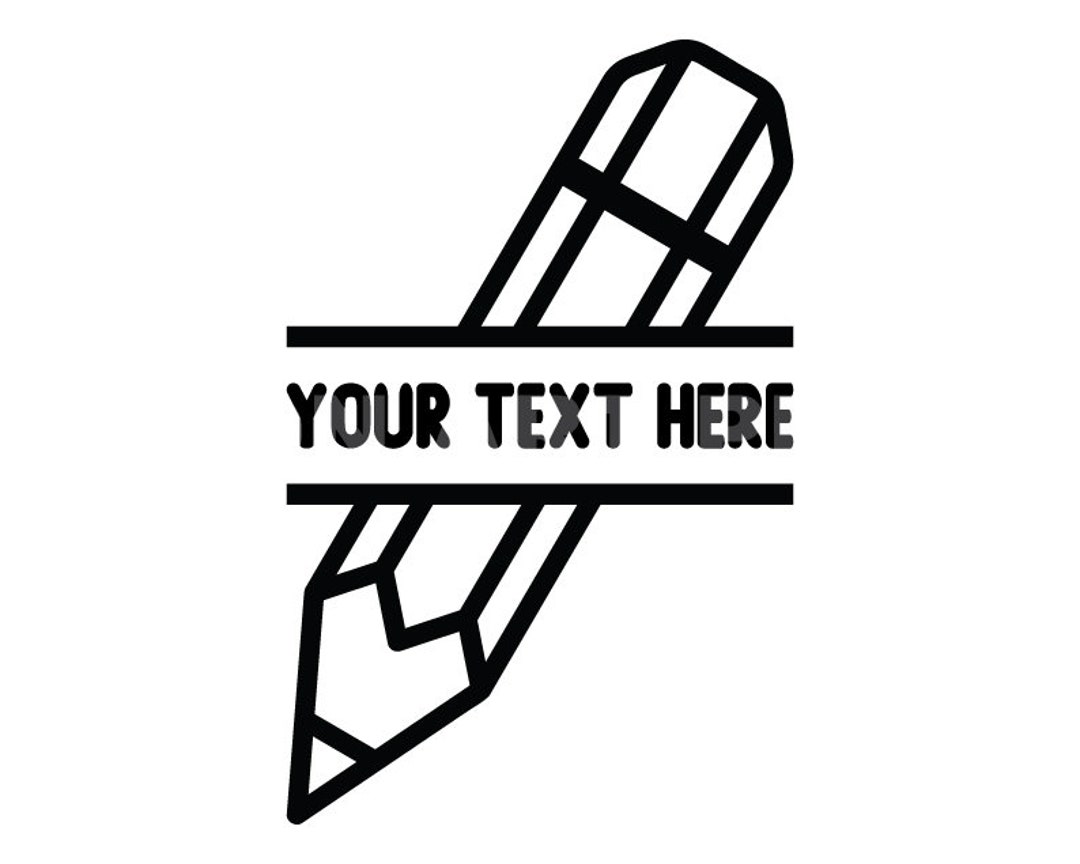 Pencil Outline Split Name Frame Svg Clipart Image, Cricut Svg Image ...