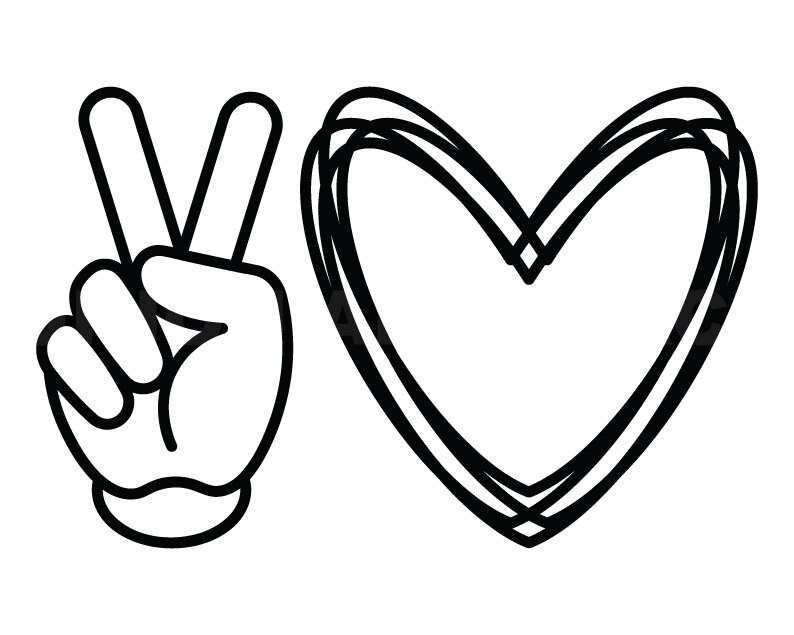 Peace Hand Svg Hand Drawn Heart Svg Clipart Image Cricut Svg - Etsy
