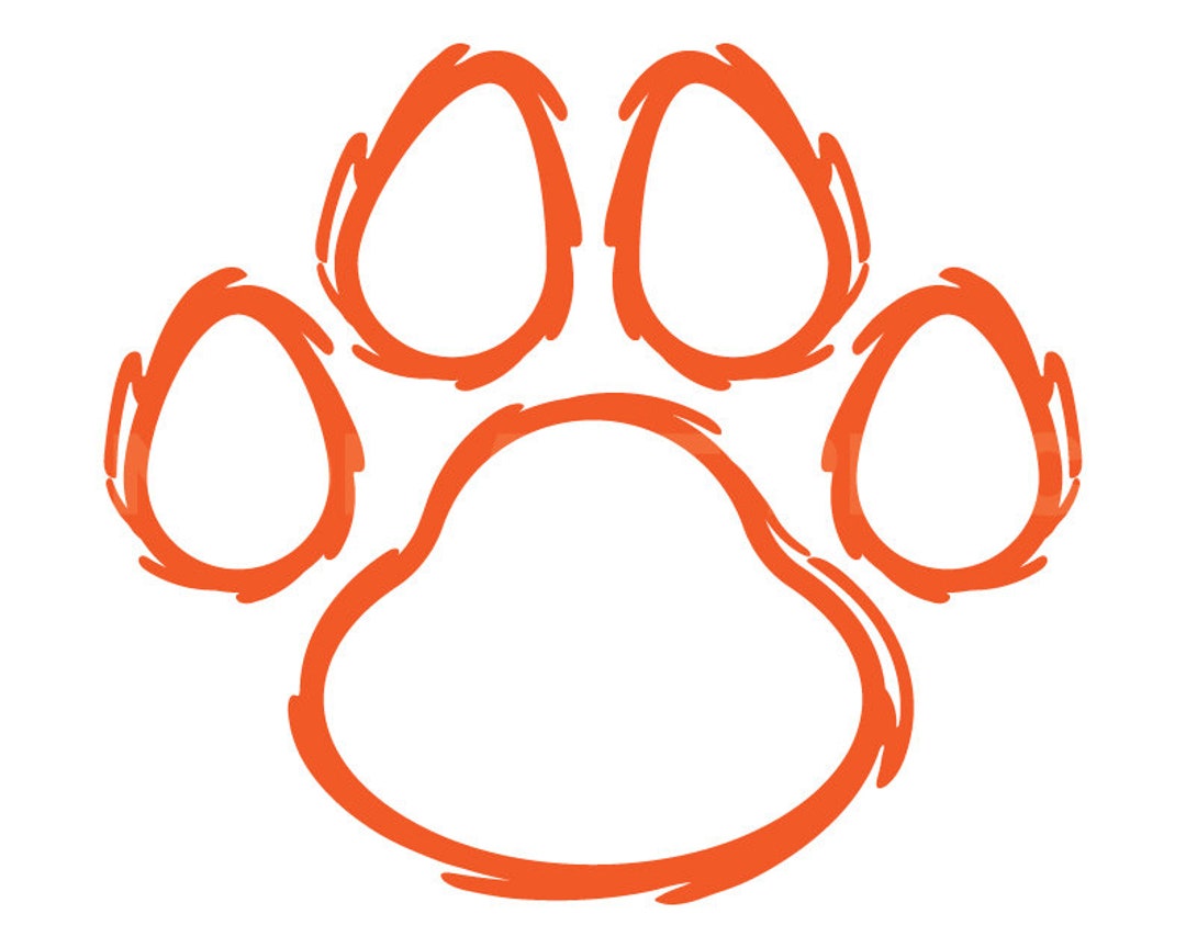 Tiger Paw Print Outline Svg Clipart Image, Cricut Svg Image, Dxf, Pdf ...