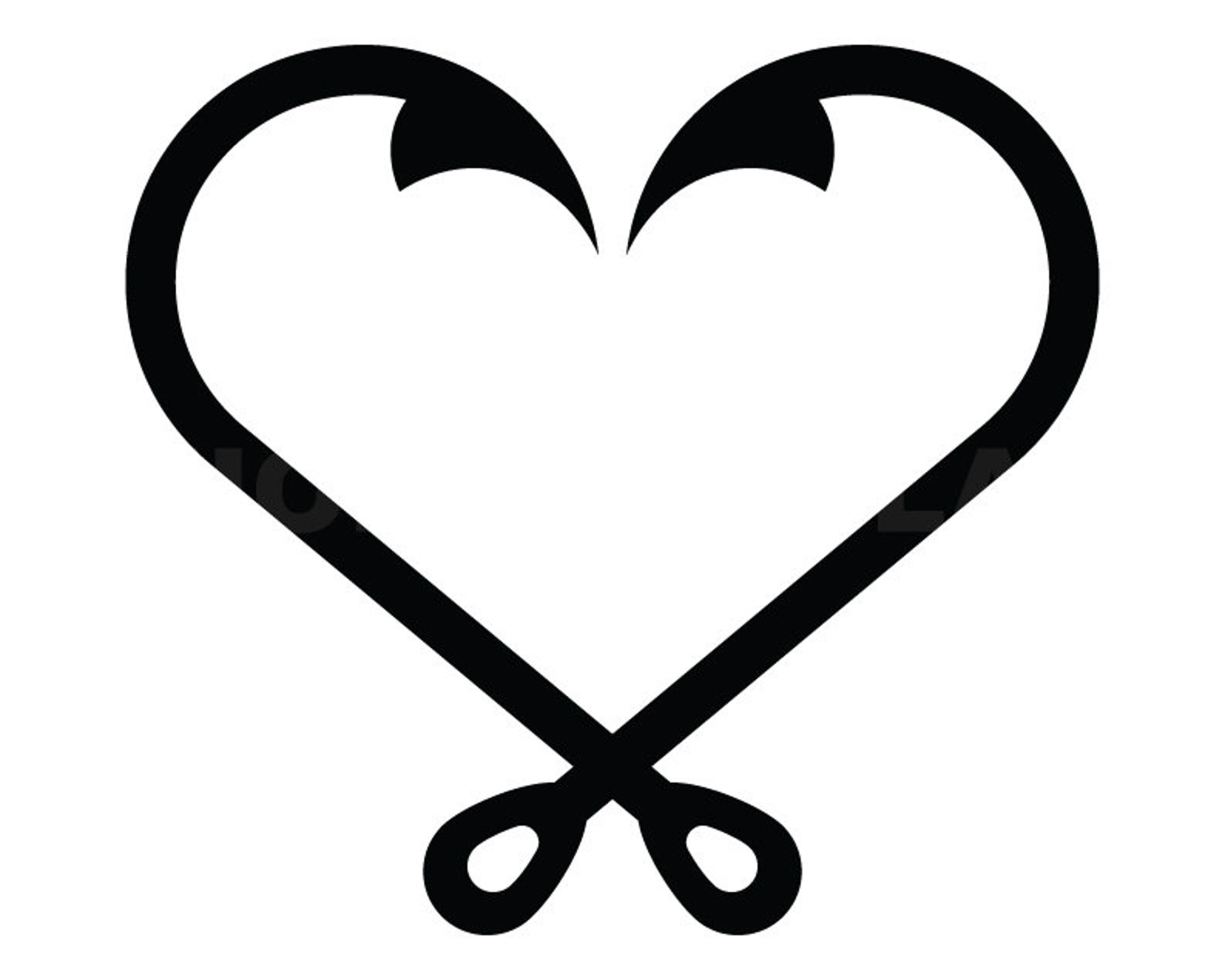 Fishing Hook Heart Svg Clipart Image, Cricut Svg Image, Dxf, Pdf, Eps ...