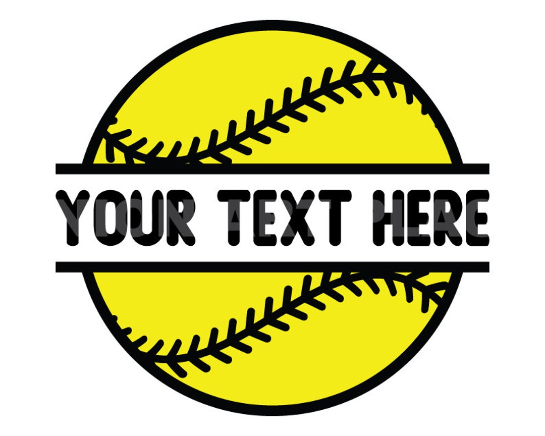 Softball Split Name Frame Svg Ball Svg Clipart Image Cricut Svg Image