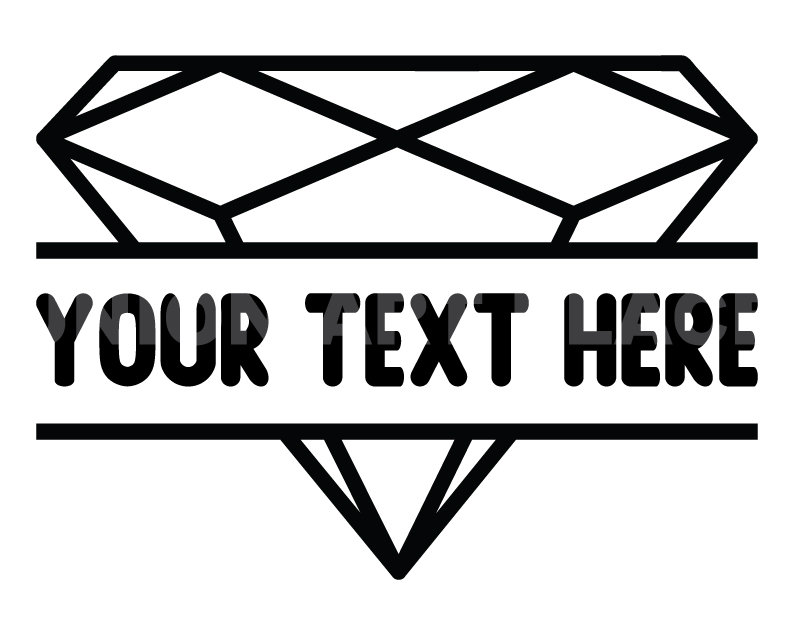 Diamond Split Name Frame Svg Clipart Image, Cricut Svg Image, Dxf, Pdf ...
