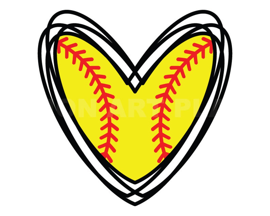 Softball Heart Svg Clipart Image, Cricut Svg Image, Dxf, Pdf, Eps, Jpg ...